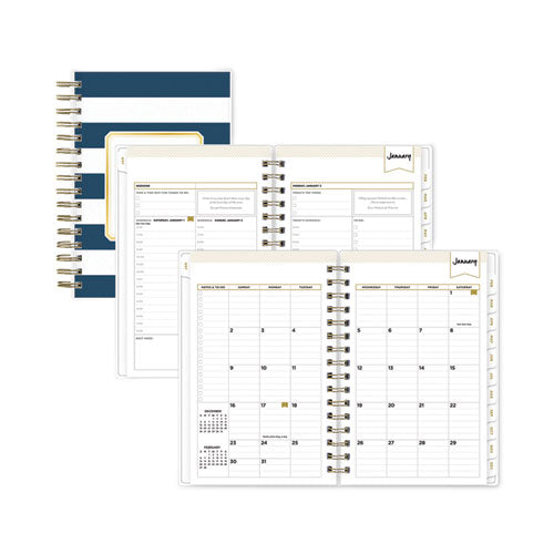Day Designer Navy Stripe Daily/monthly Planner, Horizontal Stripe Artw ...
