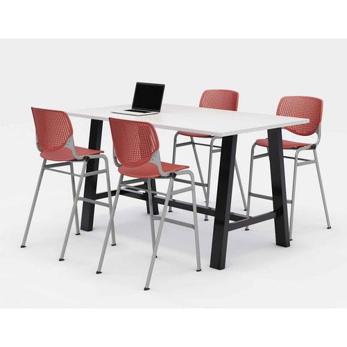 Midtown Bistro Dining Table With Four Coral Kool Barstools, 36 X 72 X ...